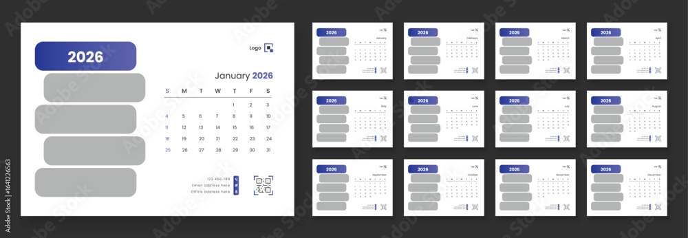 Desk Calendar Design for 2026, New Year 2026 table calendar, The week ...