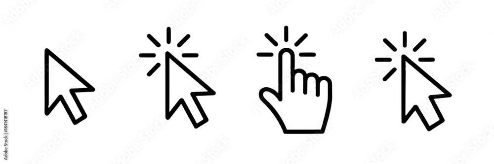 Four Click Cursor Icons: High-Resolution Vector Graphics for Websites ...