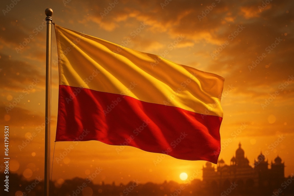 Karnataka state day with waving flag. Stock Illustration | Adobe Stock