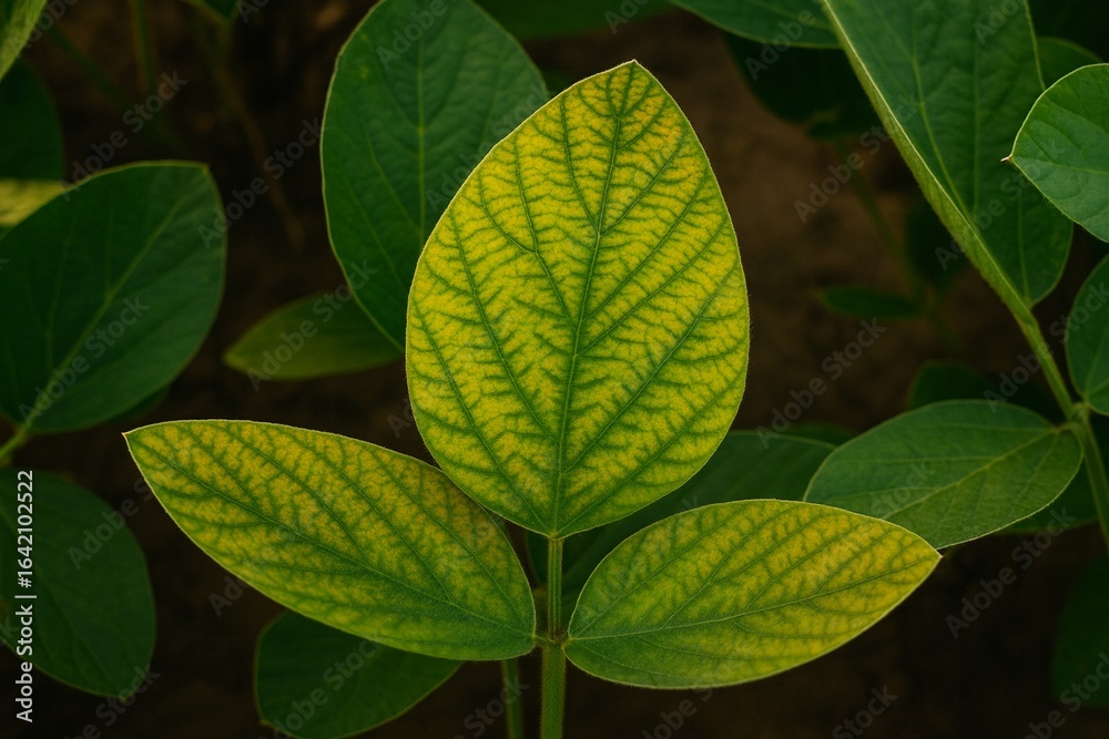 Soybean leaf with nutrient deficiency symptoms Stock Photo | Adobe Stock