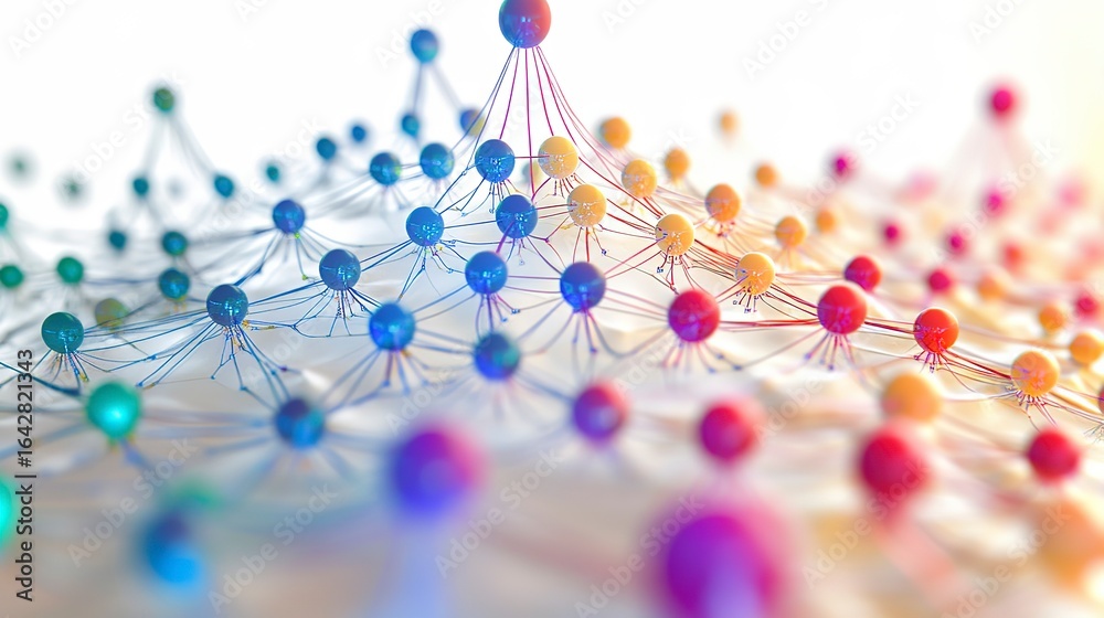 Visual representation of machine learning model with interconnected ...