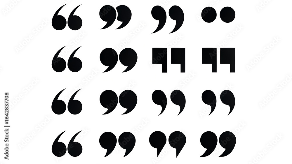 Quotation Marks and Apostrophe Symbols – Typography Icons Set Stock ...