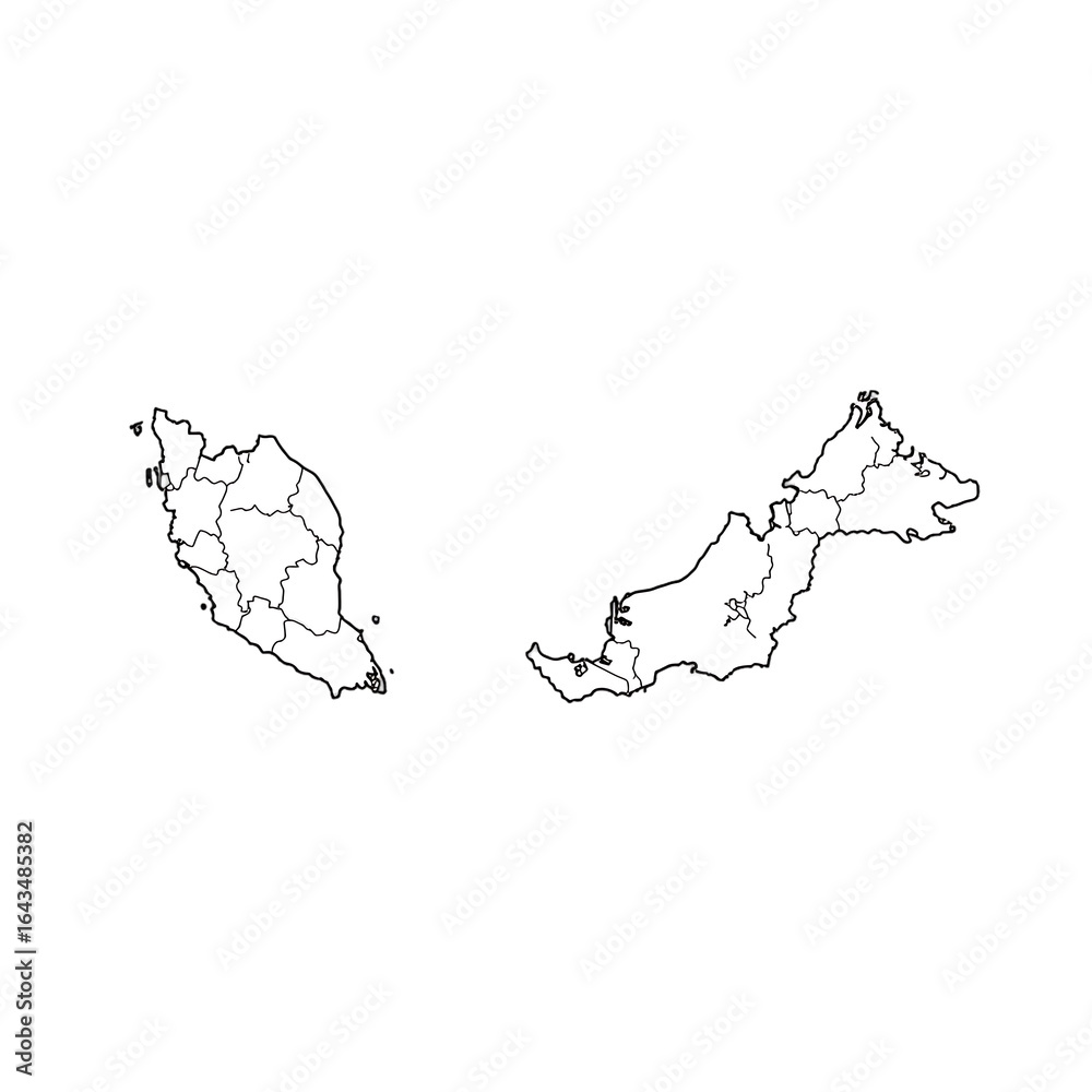 Ilustración de Stock Malaysia outline map with internal provincial ...