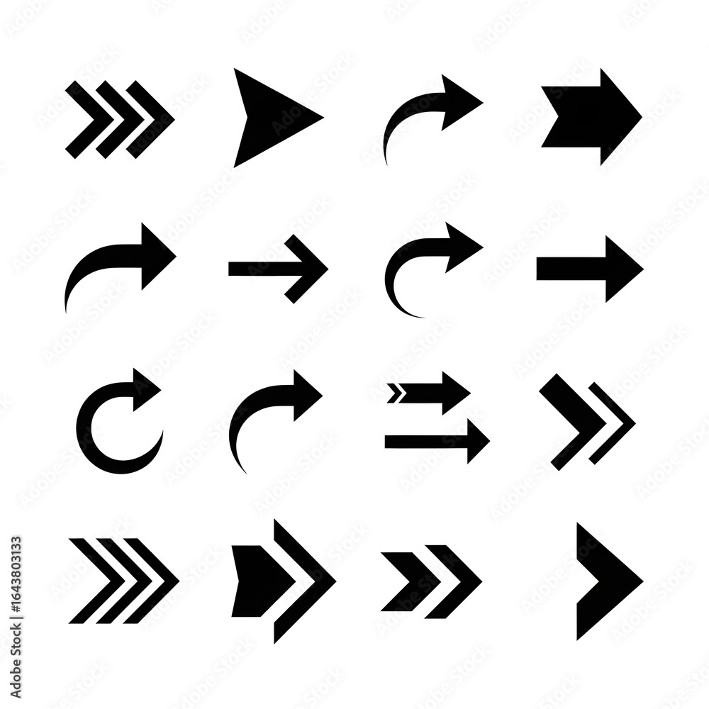 Diverse Arrow Collection Pointing Right Directional Symbols Guiding ...