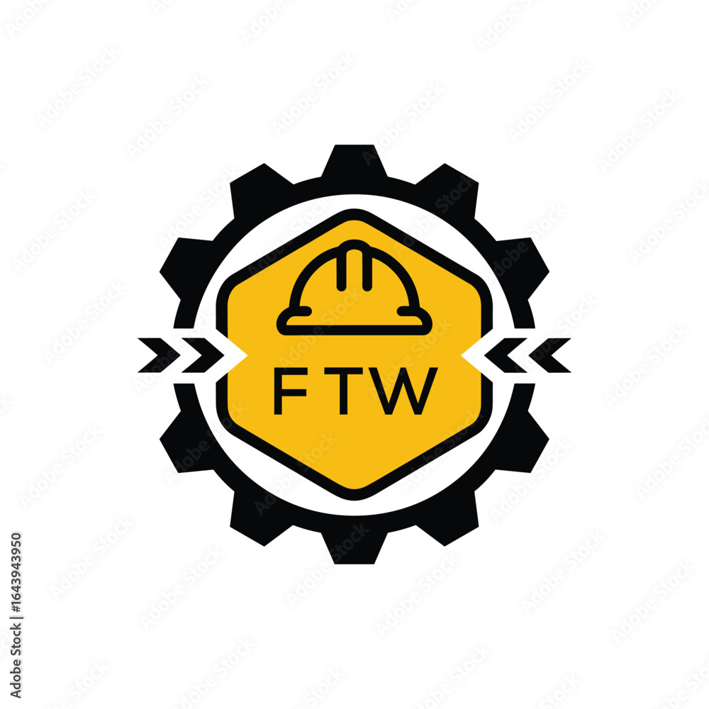FTW Letter Logo. FTW Construction and Engineering Logo with Gear ...