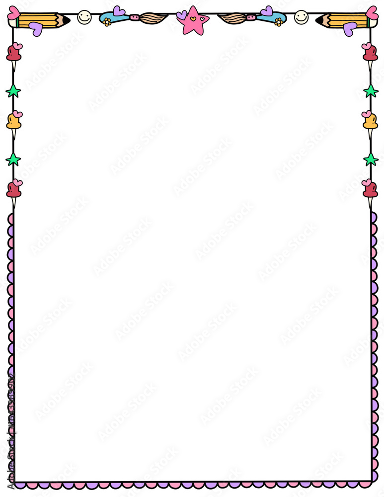 Cute school supplies, frames and borders for kids, Back to School theme ...