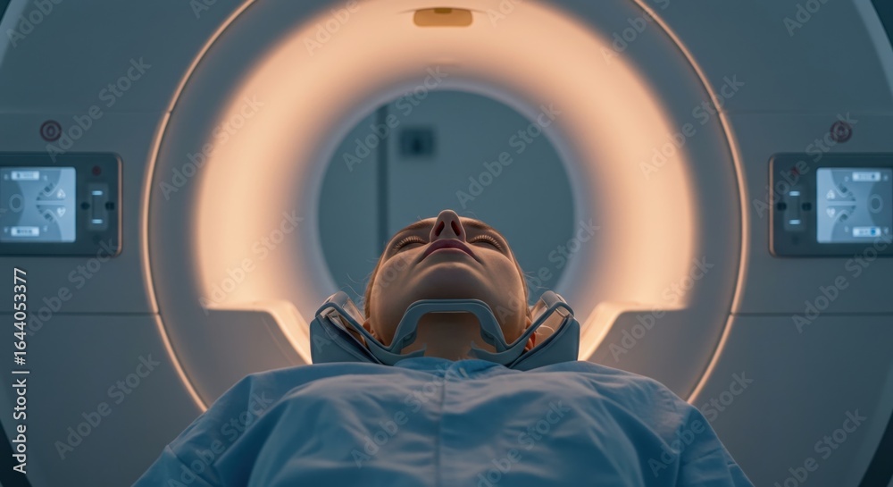 Patient Relaxing During MRI Scan with Eyes Closed Medical Health Care ...