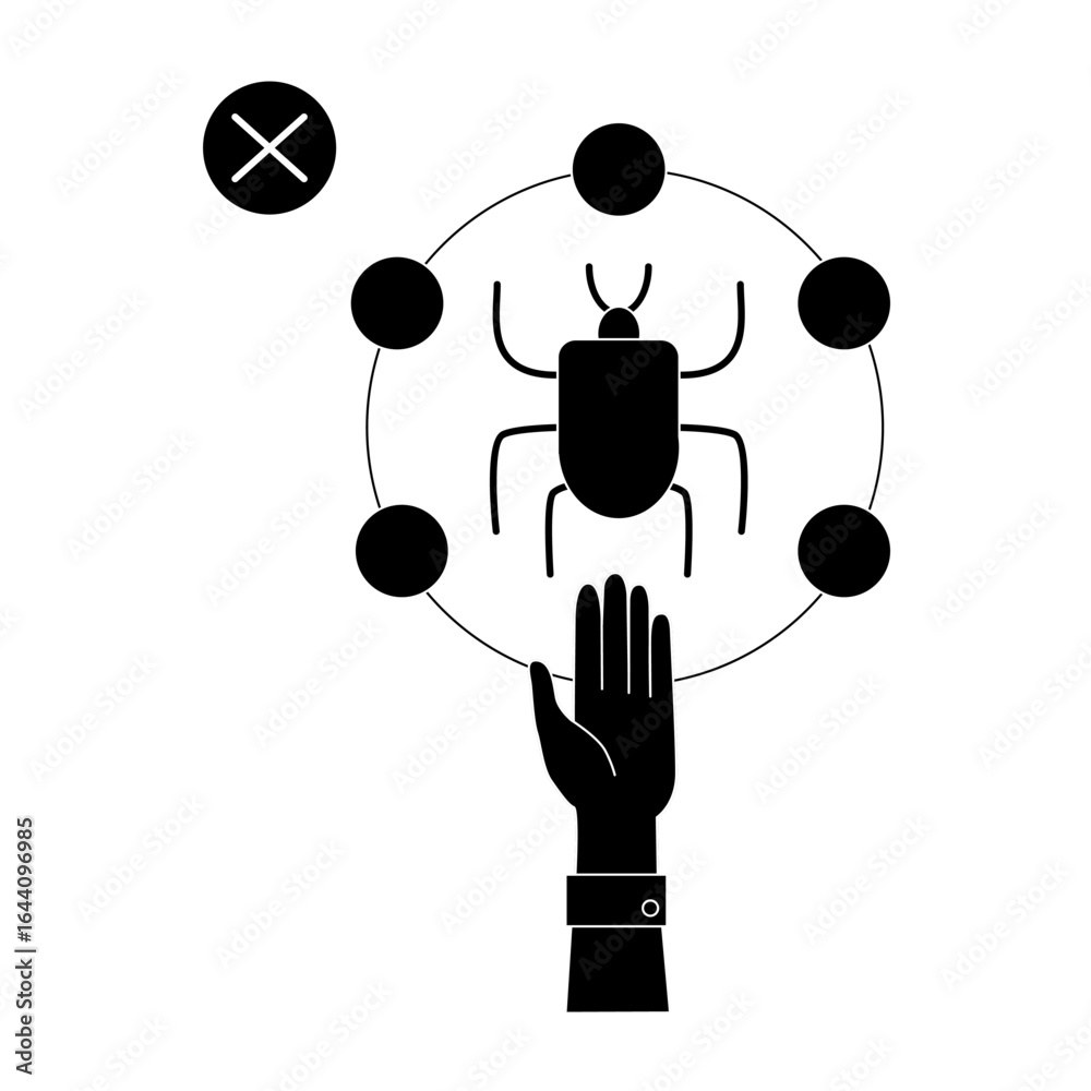 different phishing scenes and situations. Human hand with icon and ...