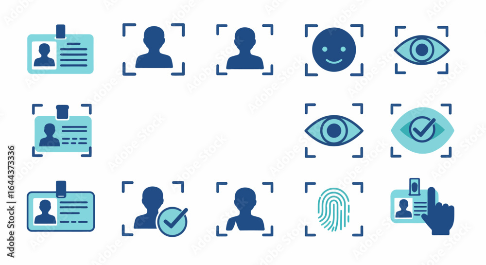 Collection of Icons Representing Various Biometric Identification ...