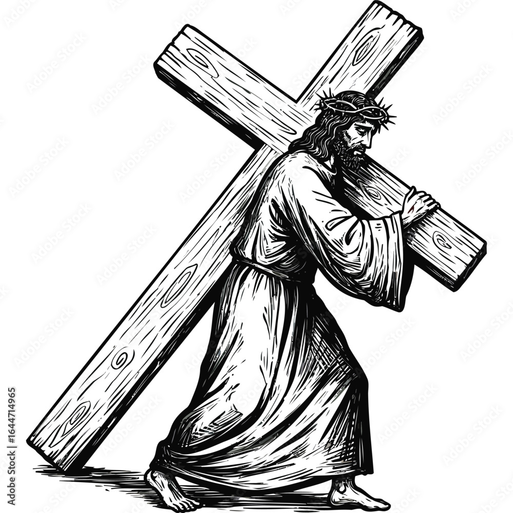 Jesus Christ Carrying the Cross A Symbol of Sacrifice, Faith, and ...