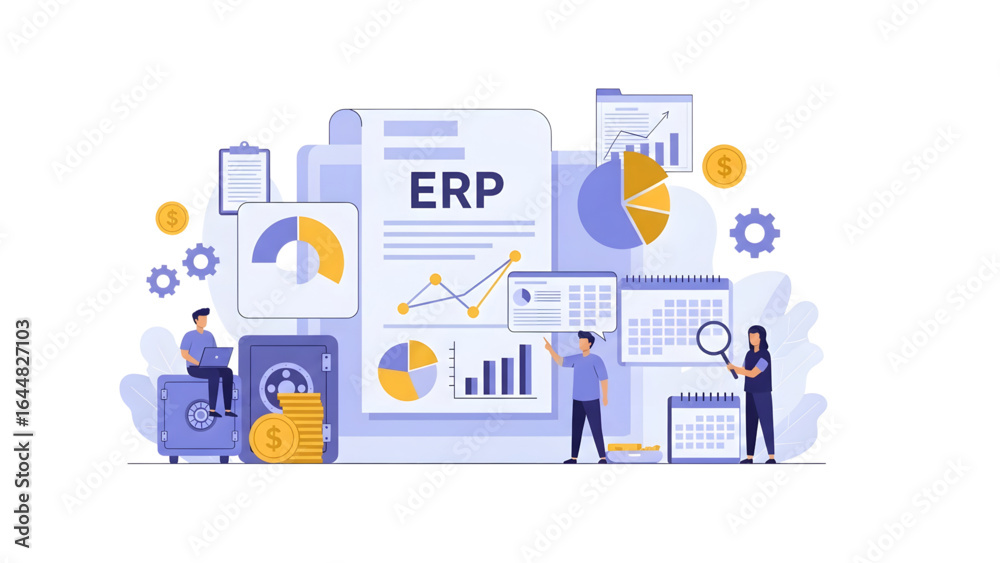 ERP Dashboard Vector — Finance, Inventory, Charts Enterprise Resource ...