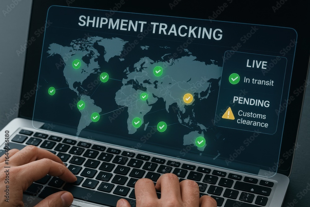Global Shipment Tracking Interface Showing Live Package Locations and ...