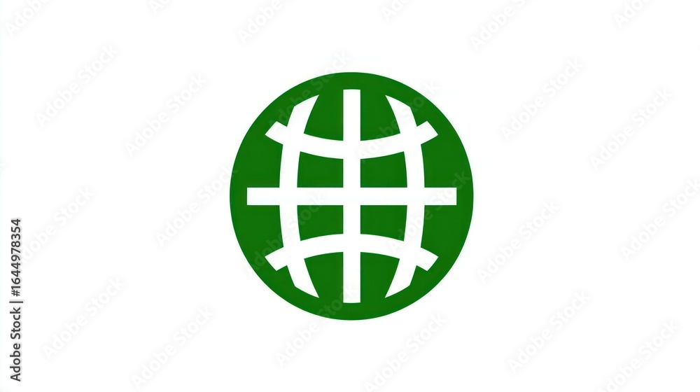 Green globe icon representing sustainability and development goals for ...