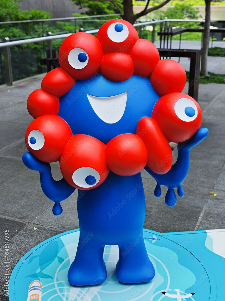 Osaka Expo 2025 MYAKU-MYAKU Official mascot character standing outdoor ...