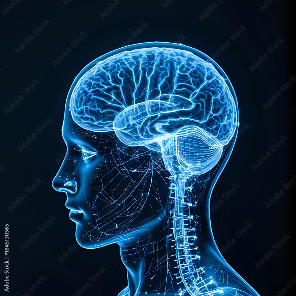 Human brain anatomy x ray scan medical illustration for science study ...
