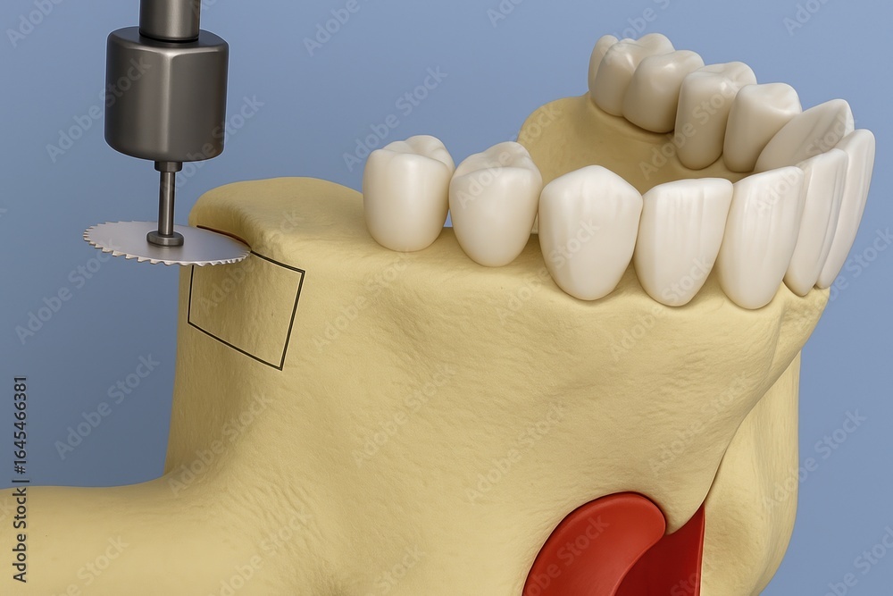 Illustration Stock Dental bone surgery illustration with circular saw ...