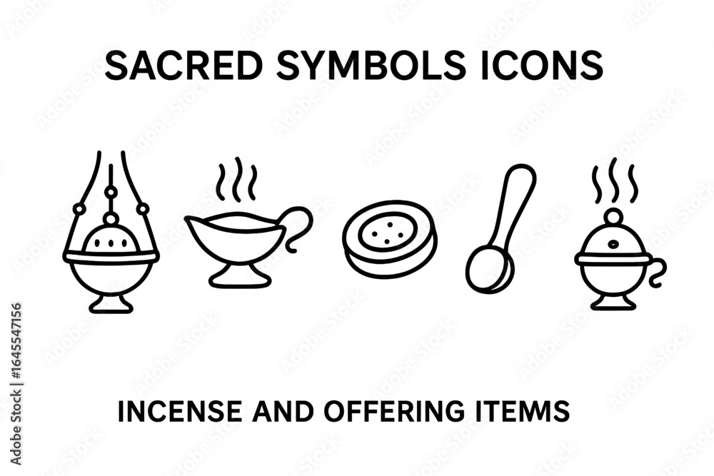Stock-Vektorgrafik „Sacred symbols icon set for religious ceremony ...