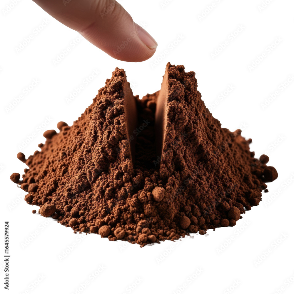 Stock-Foto „Extreme macro of luxurious, deep dark cocoa powder mound ...