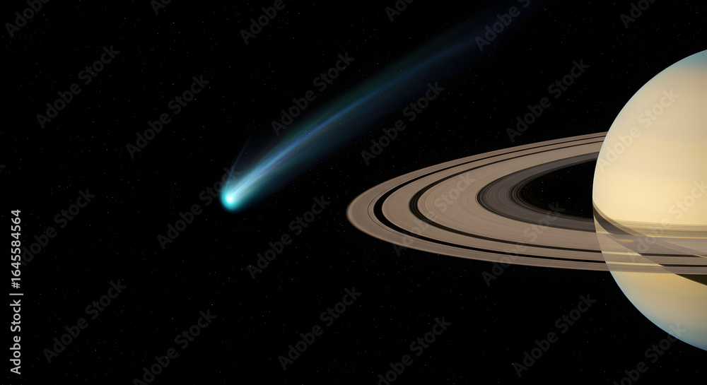 3I/Atlas Over Saturn’s Ring Stock Illustration | Adobe Stock