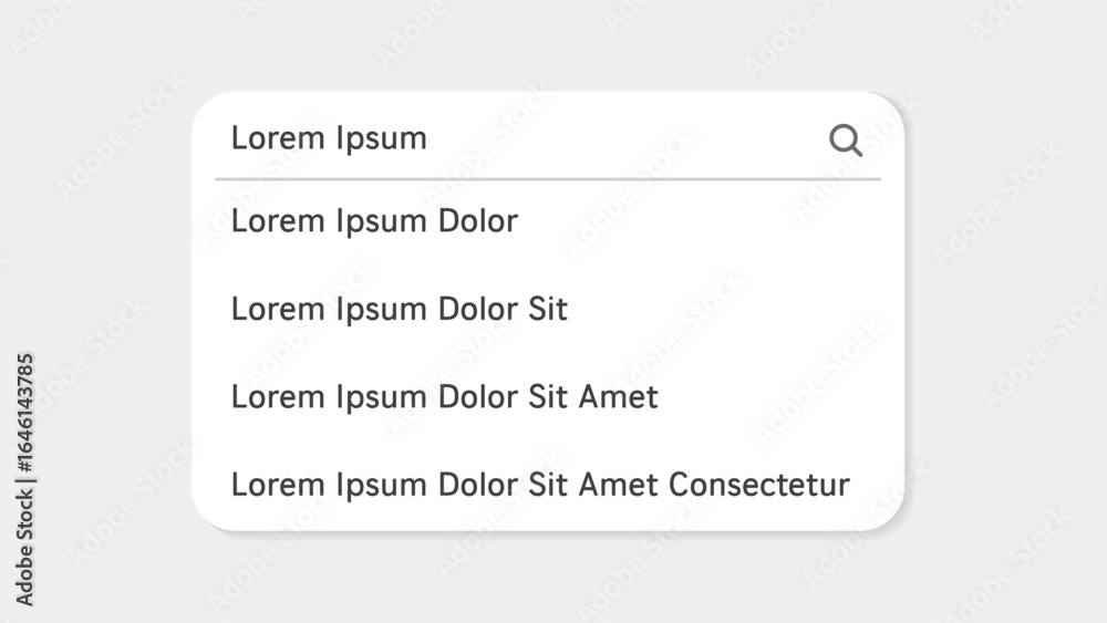 Search bar ui window with a drop-down suggestion list appears directly ...