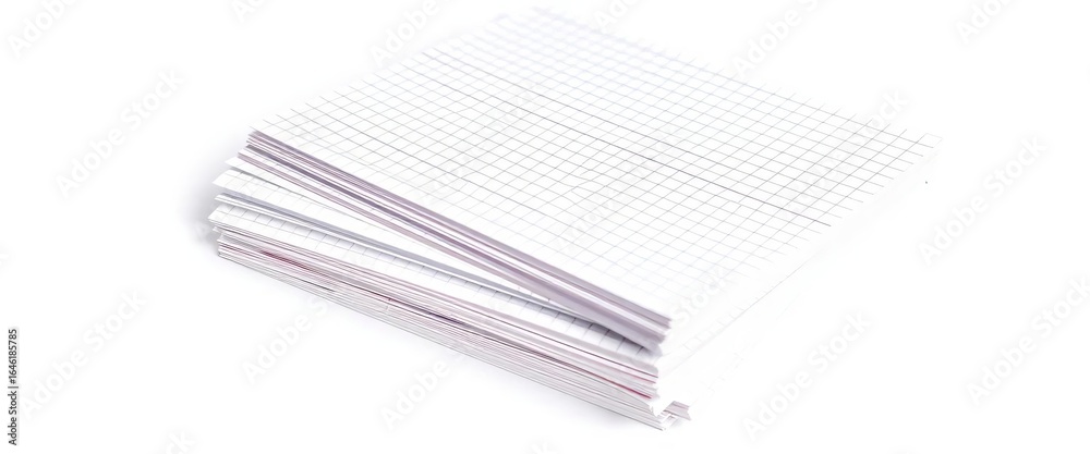 Stack of grid paper sheets on white background, ready for design ...