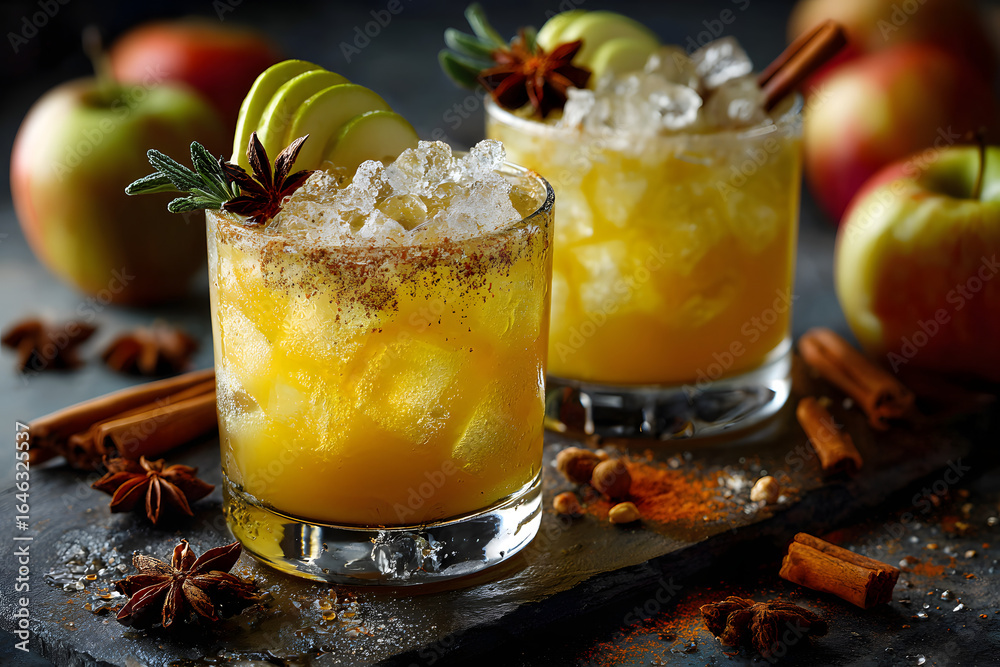 Hard apple cider cocktail with fall spices の Stock イラスト | Adobe Stock