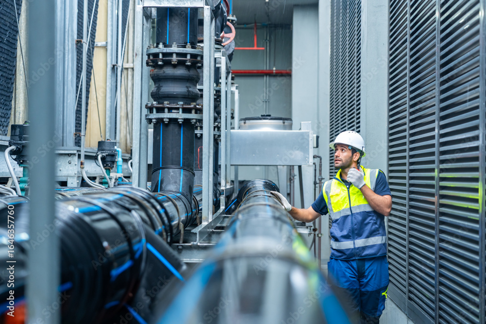 Industrial engineering technician worker working maintenance building ...