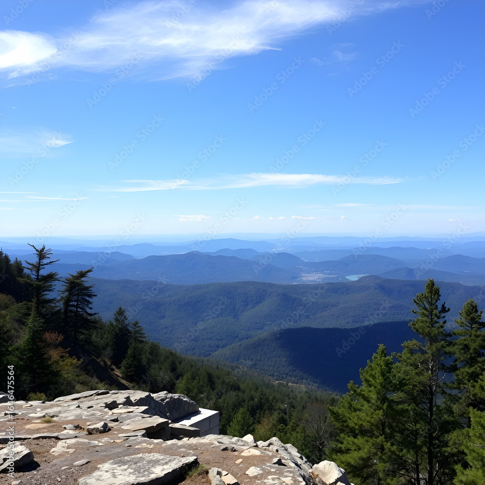 Mount Mitchell overlook on Blue Ridge Parkway. Scenic drive road trip ...