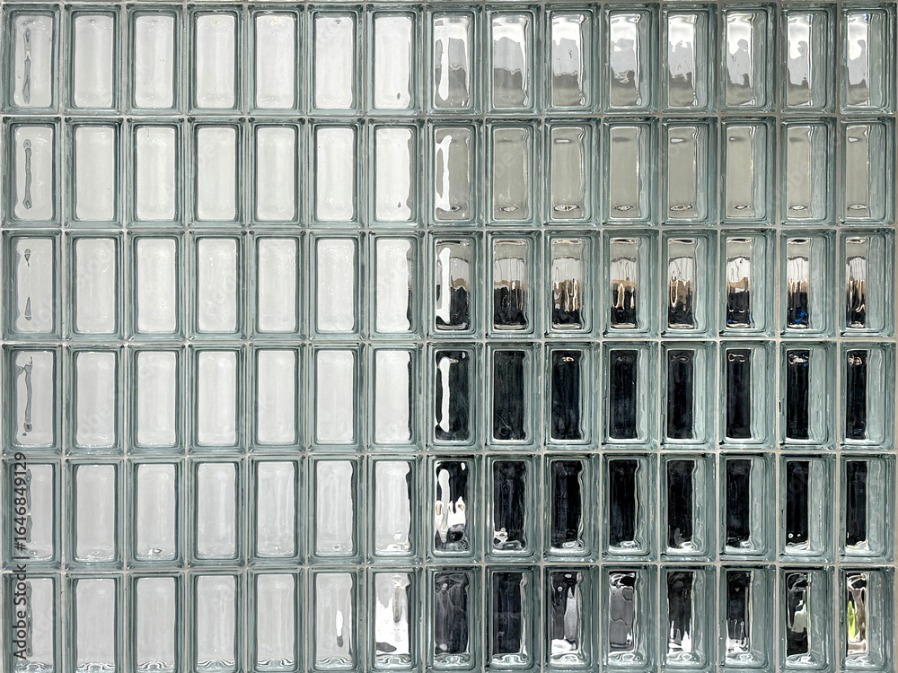 Close up photo of Glass blocks. Glass blocks functions as a semi ...