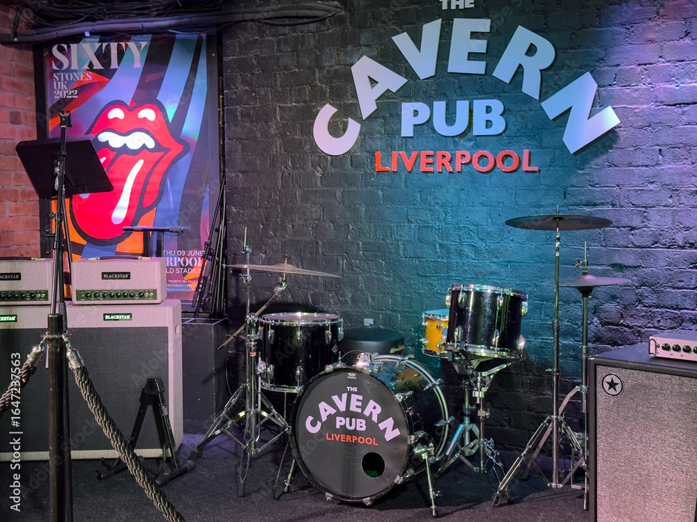 Liverpool, united kingdom April 05, 2025 Stage Setup at The Cavern Pub ...