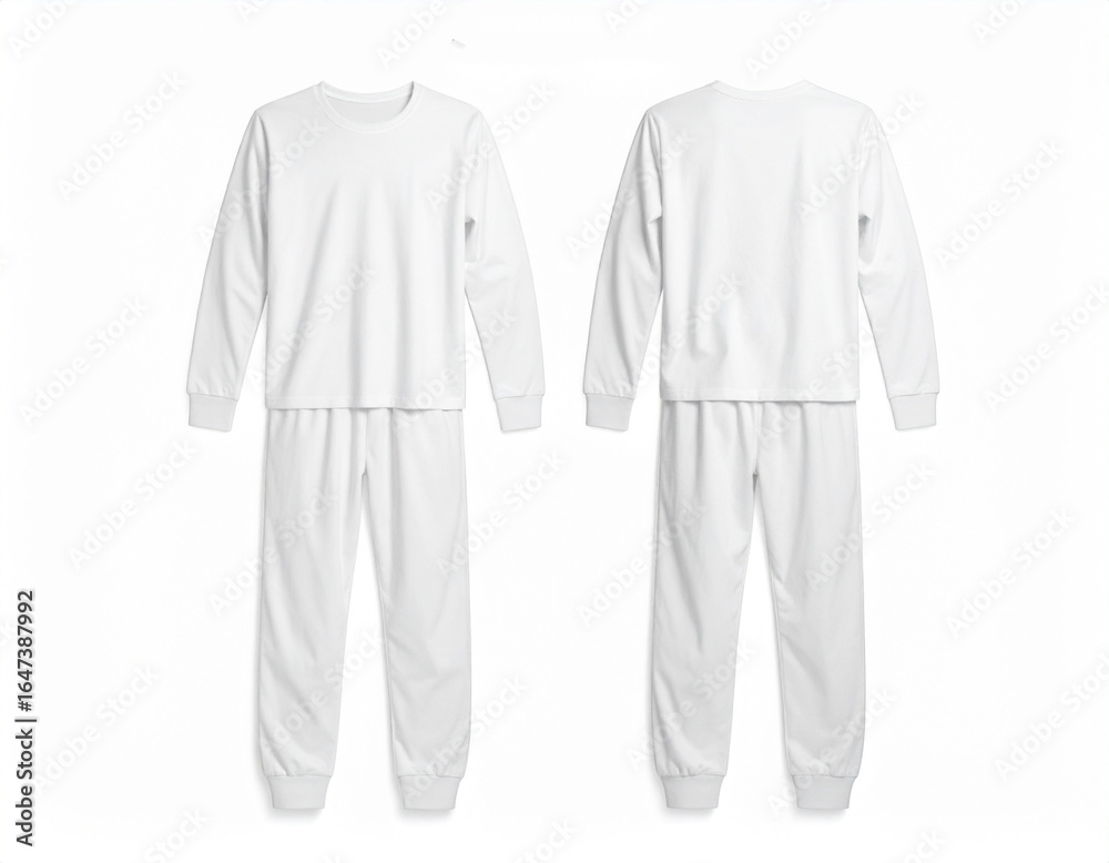 Plain pajama set mockup front and back view on white background Stock ...