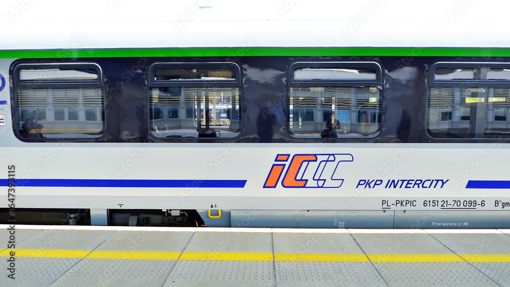 Warsaw, Poland. 15 July 2025. The intercity train stands at the railway ...