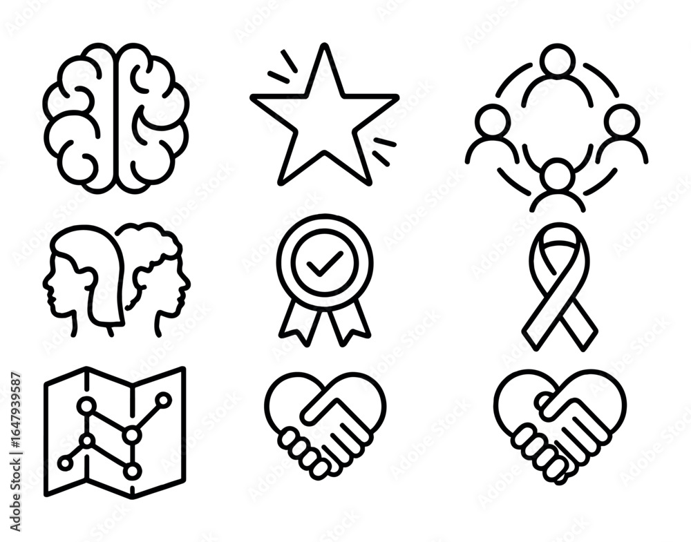 Vector de Stock Neurodiversity Emblems. Outline vector icons of ...