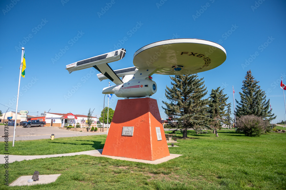 Vulcan, Alberta - August 3, 2025: Star Trek enteprise monument at the ...