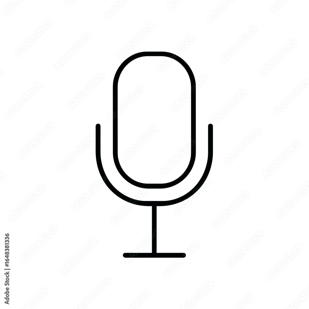 Microphone icon on transparent background in minimal line style Stock ...