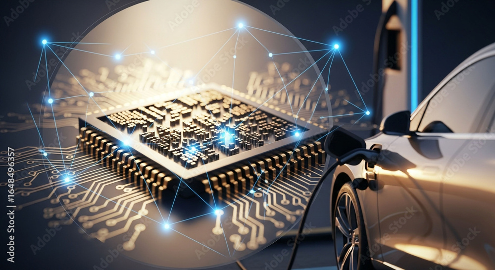 Foto de Stock Electric vehicle ev charging technology semiconductor ...