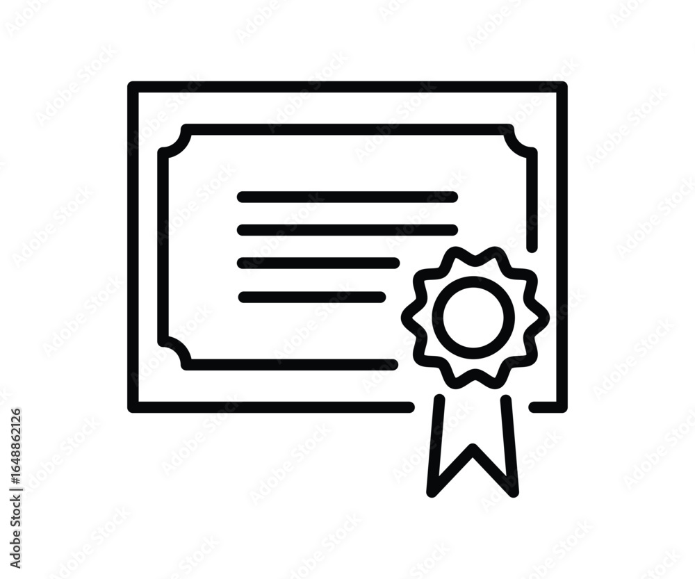 Qualification certificate icon vector symbol. Certificate with License ...