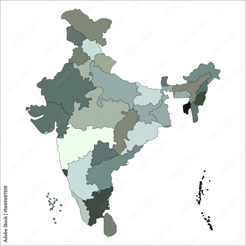 Detailed India Map, Editable vector map of India with states and ...