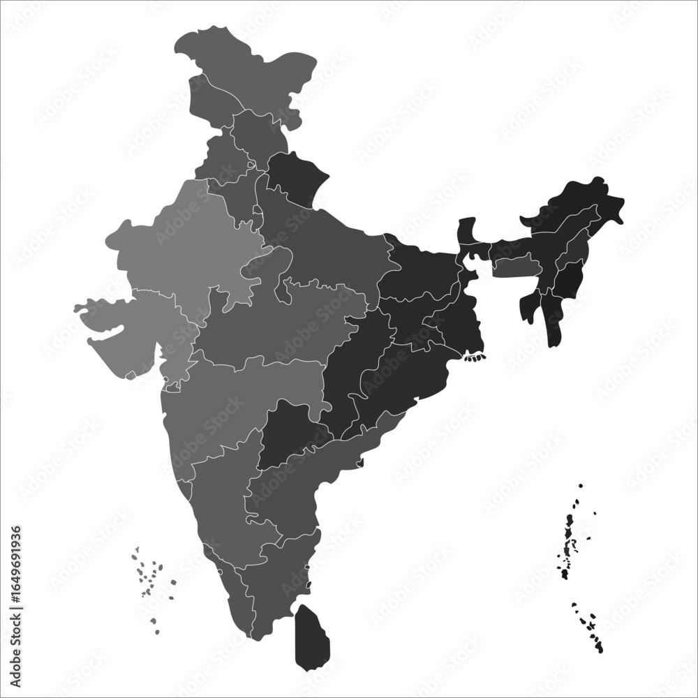 India Administrative Map, Printable political map of India with ...