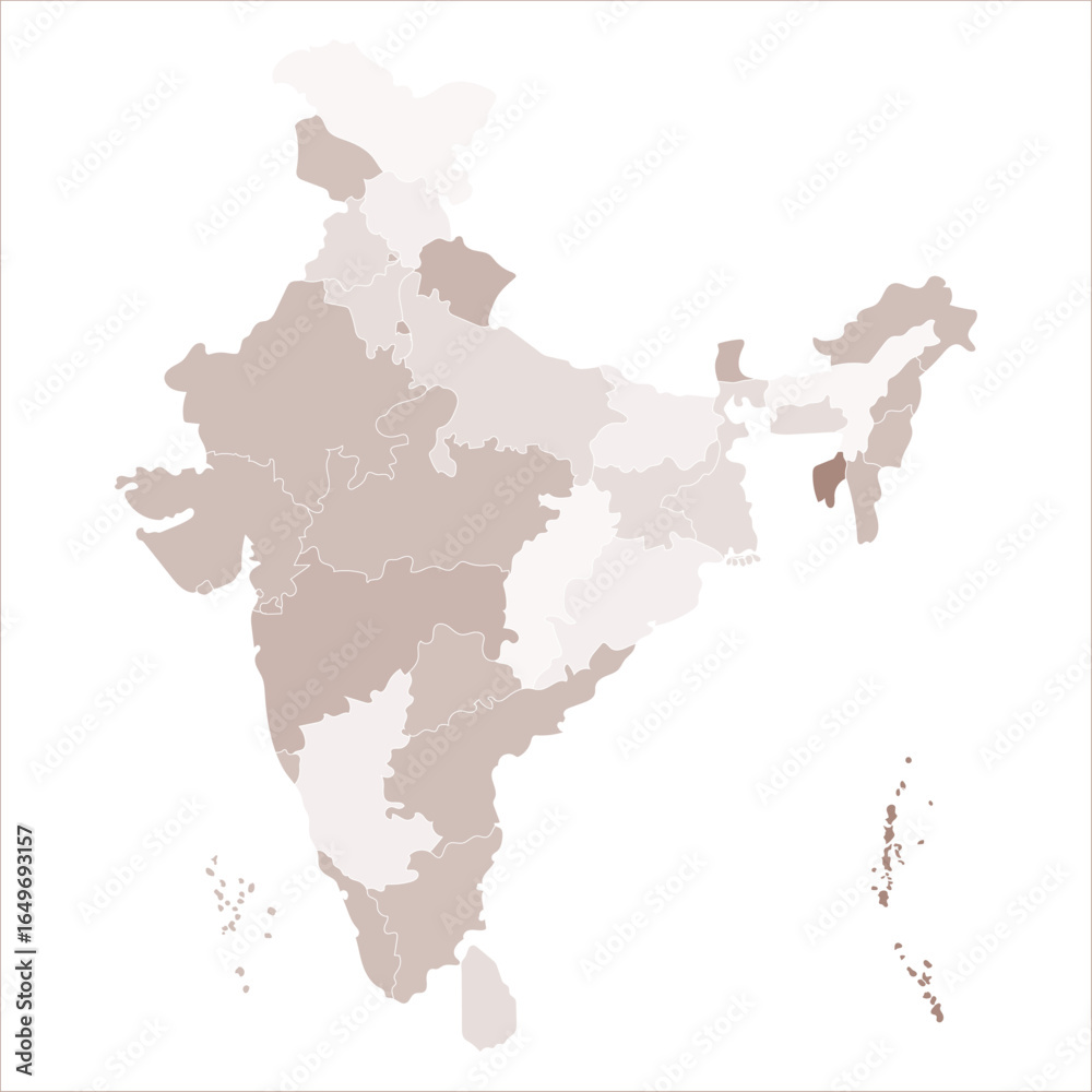 India Capitals Map, Large political map of India with color-coded ...