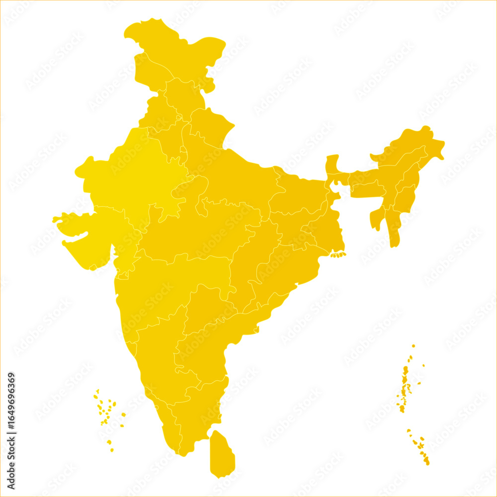 India Geography Map, Illustrated political map of India with states ...