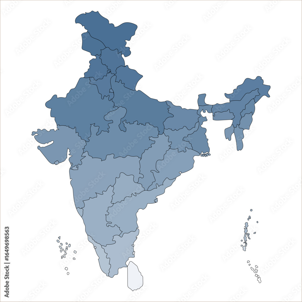 India Map Illustration, Administrative map of India with states and ...