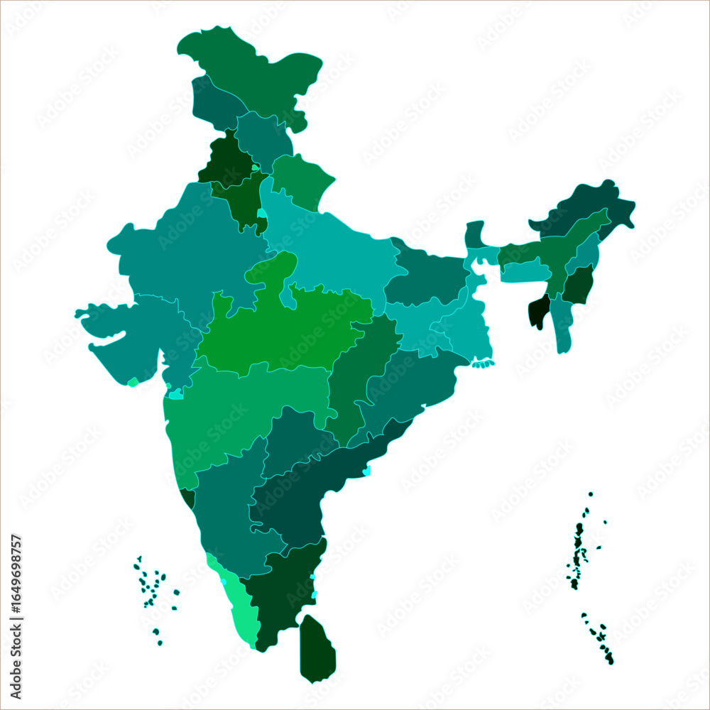 India Map Illustration, Administrative map of India with states and ...