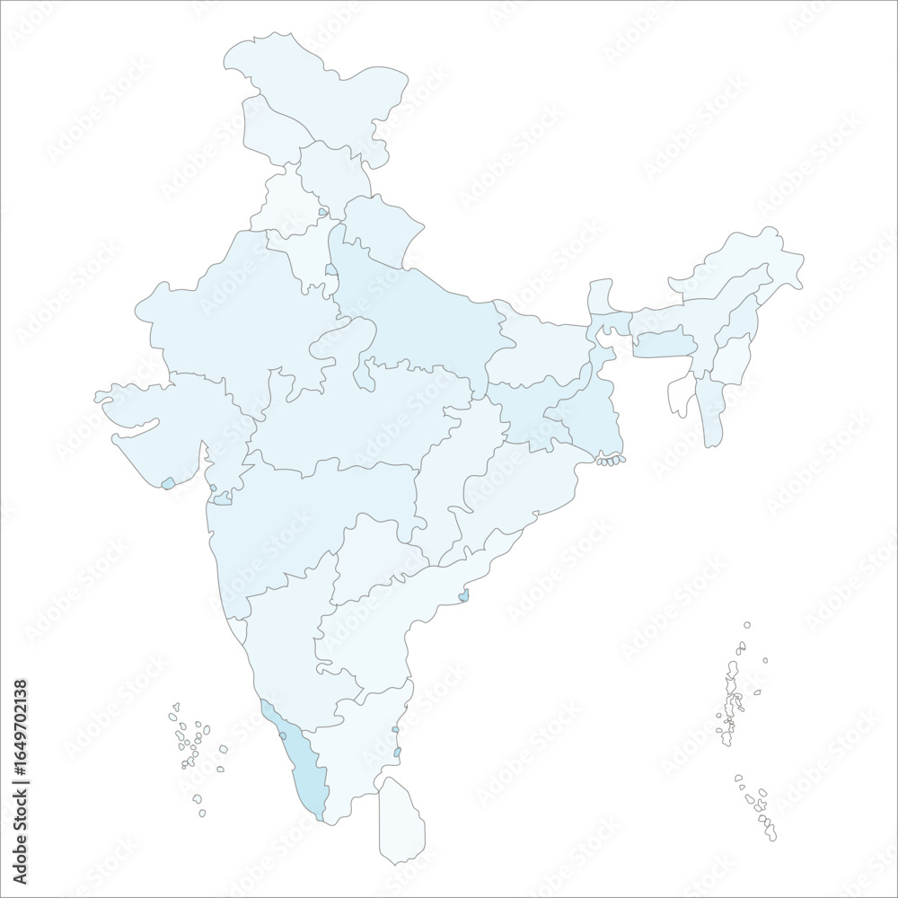 India States Map, Colorful political India map showing states, UTs, and ...