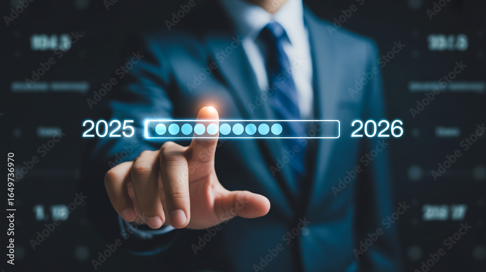 Foto de Stock Navigating the Future A Businessman's Touch on the 2025 ...