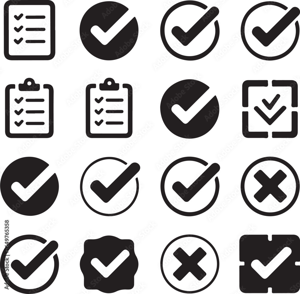 Modern vector checklists, flat design symbols, editable SVG elements ...