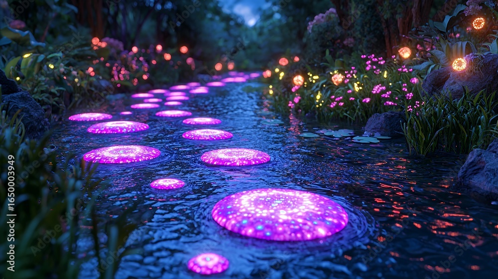 Glowing Stones Path in a Magical Forest at Twilight Stock Photo | Adobe ...