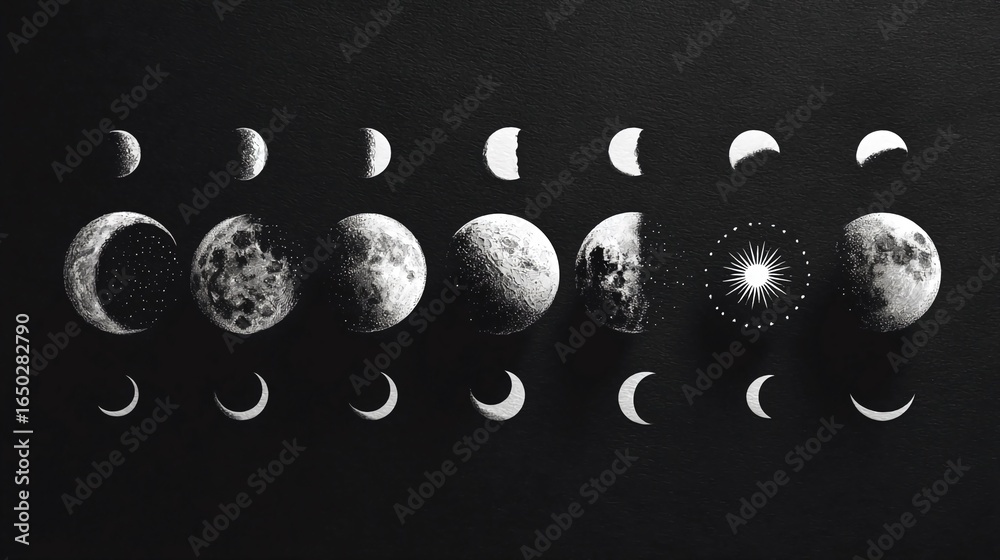 Moon phase icons in clean vector style showing lunar cycles from new ...