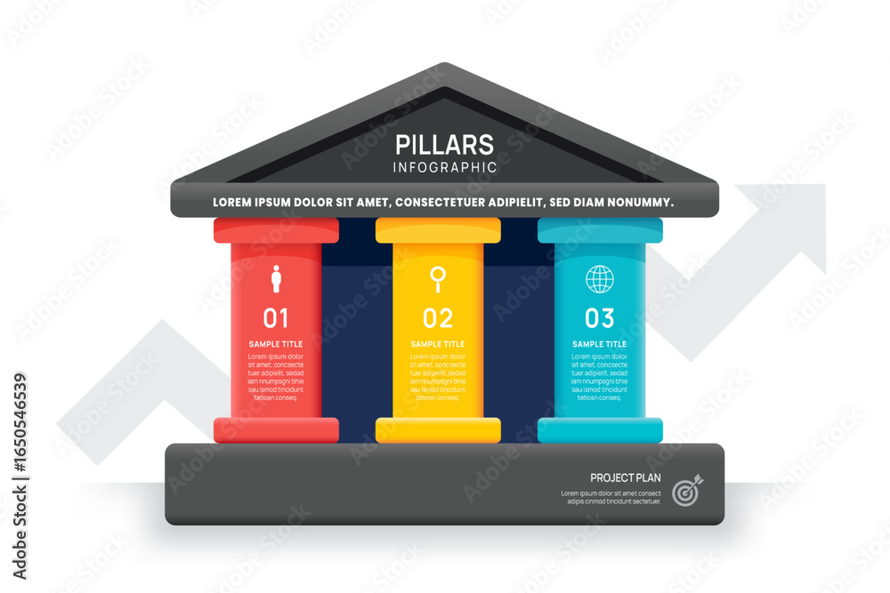 Pillars framework with arrow Infographic diagram chart template for ...