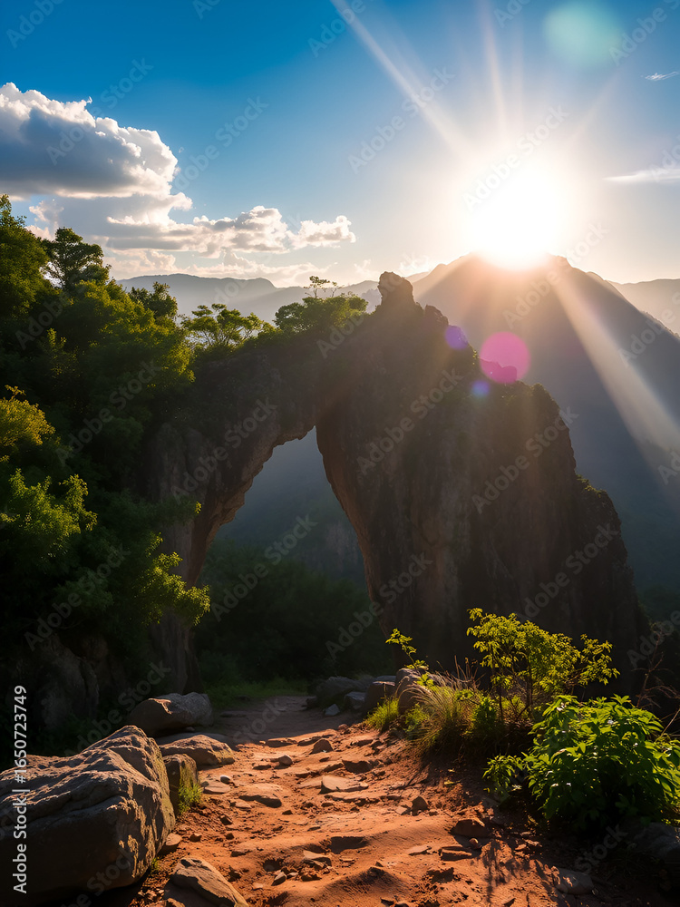 Sunlight through Khao Talu Pass or Heaven's Eyes, Klong Hat District ...